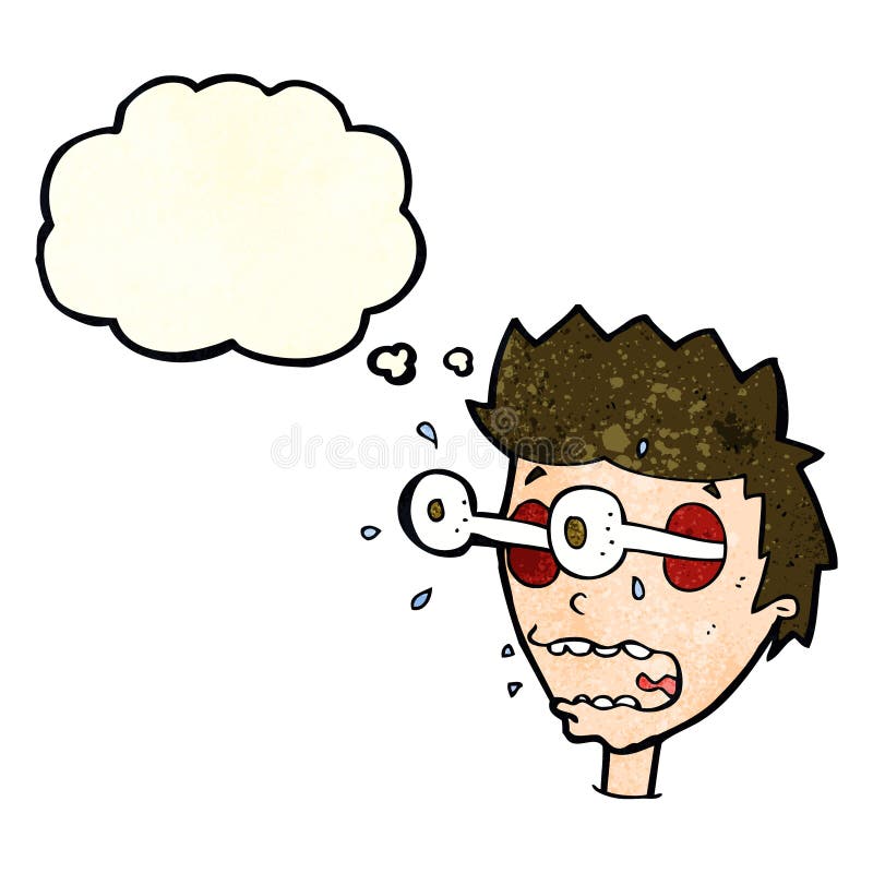 Cartoon Surprised Man with Eyes Popping Out with Thought Bubble Stock ...