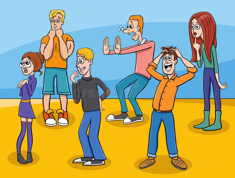 Cartoon Surprised or Scared People Comic Characters Group Stock Vector ...