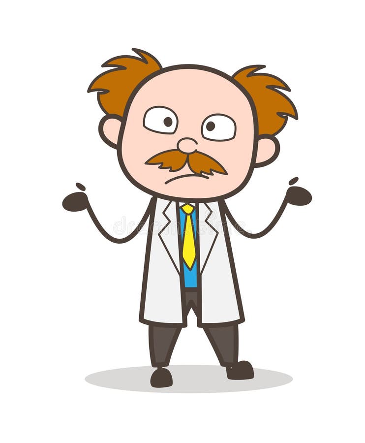 Cartoon Surprised Scientist Showing Empty Hands Vector Illustration ... Cartoon Surprised Scientist Showing Empty Hands Vector Illustration ...