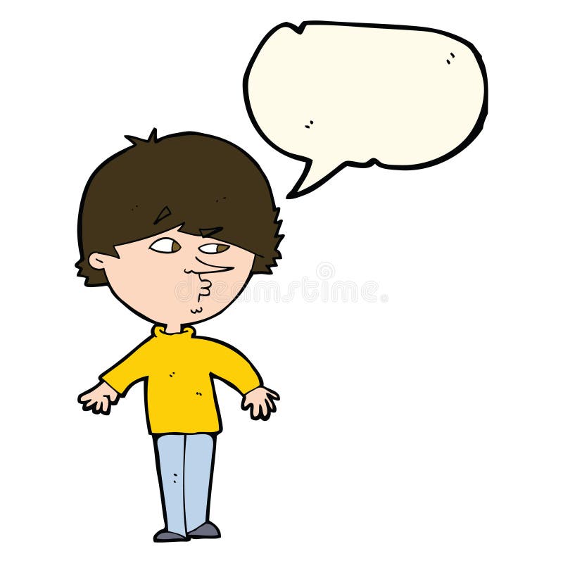 Cartoon Suspicious Man Looking Over Shoulder with Speech Bubble Stock ...