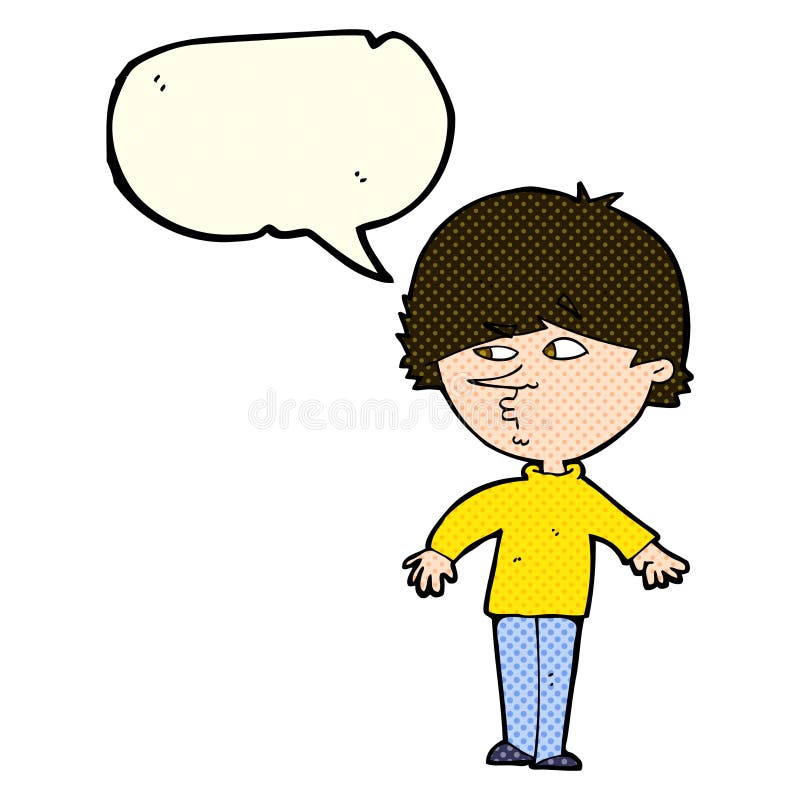 Cartoon Suspicious Man Looking Over Shoulder with Speech Bubble Stock ...