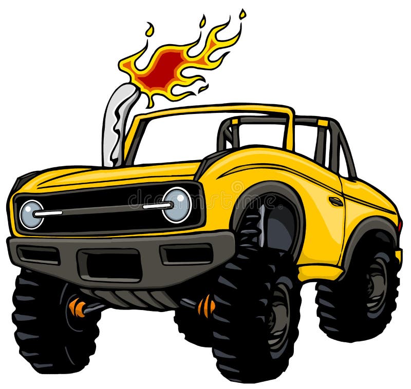 Cartoon 4x4 Suv with Open Top Stock Vector - Illustration of auto ...