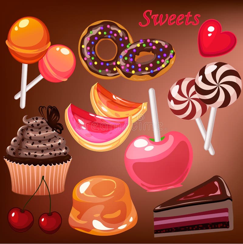 Cartoon sweet set stock vector. Illustration of childhood - 94514486
