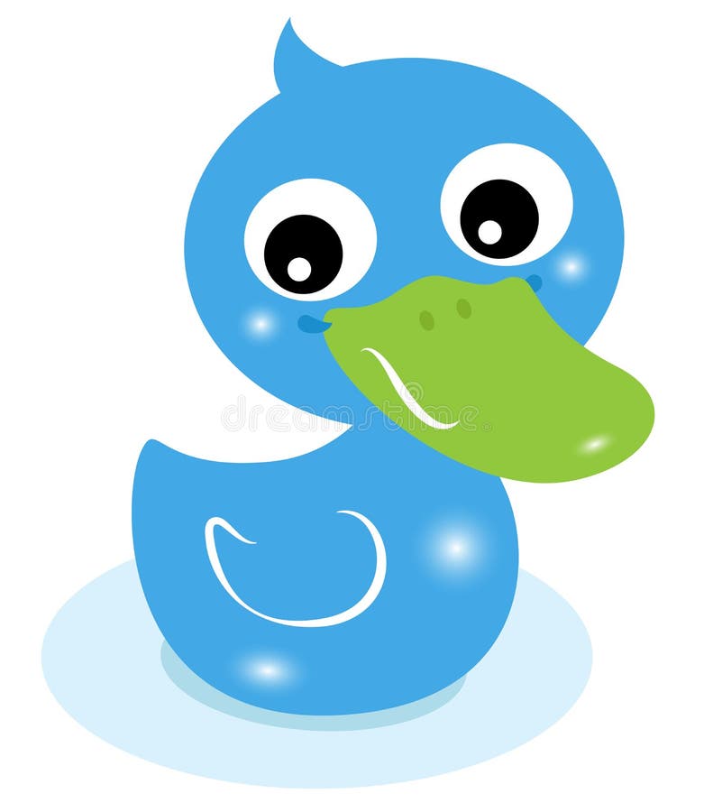 Cute Little Blue Rubber Duck Stock Vector - Illustration of element ...