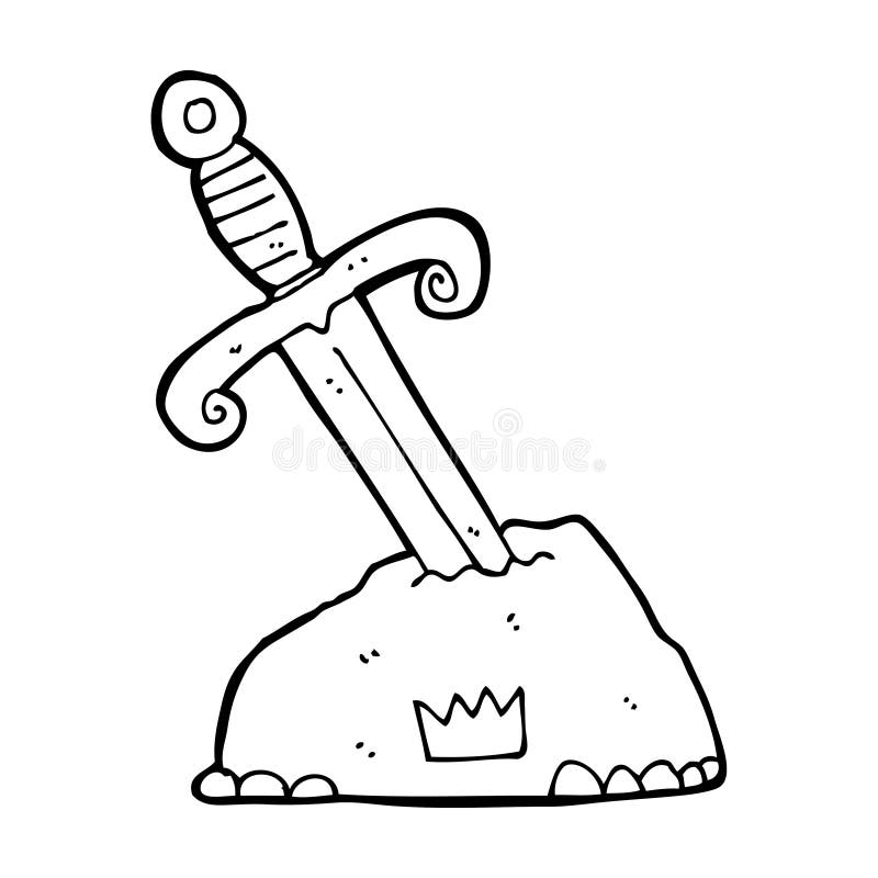 Cartoon sword in stone stock illustration. Illustration of cartoon ...