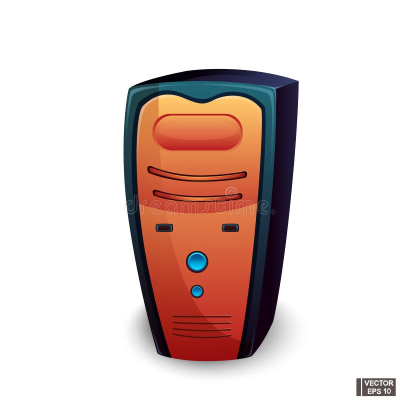 Cartoon System Unit in Black and Orange Stock Vector - Illustration of ...