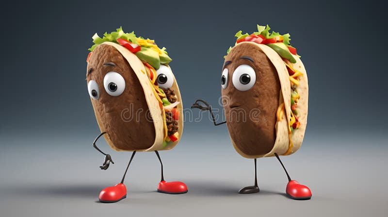 Cartoon Taco Characters stock illustration. Illustration of social ...
