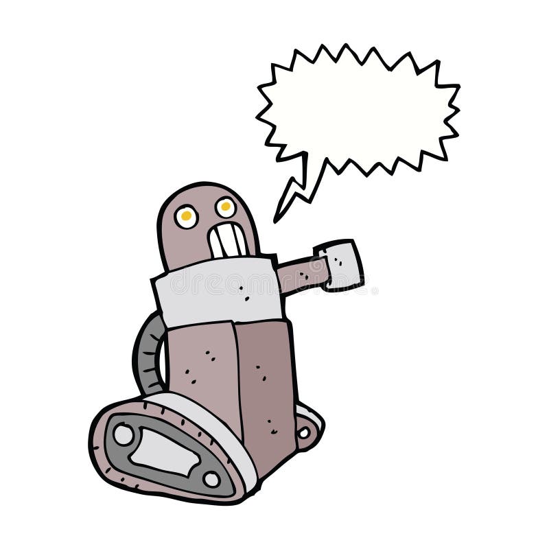 Cartoon Tank Robot with Speech Bubble Stock Illustration - Illustration ...