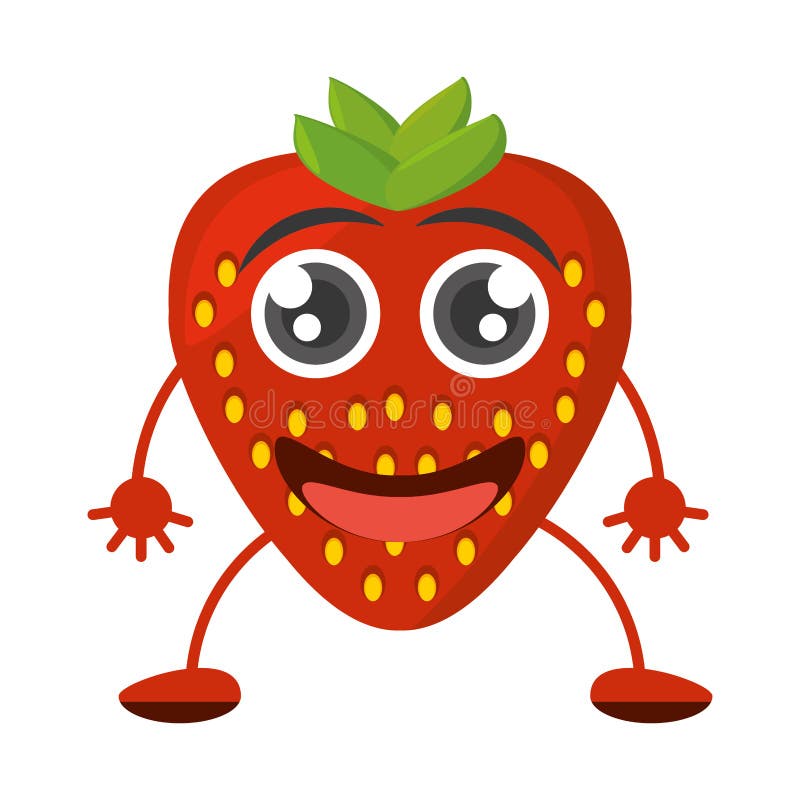 Cartoon Tasty Strawberry Fruit Stock Illustration - Illustration of ...