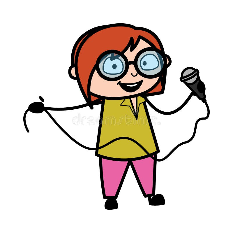 Cartoon Teacher Holding Mic Stock Illustration - Illustration of ...