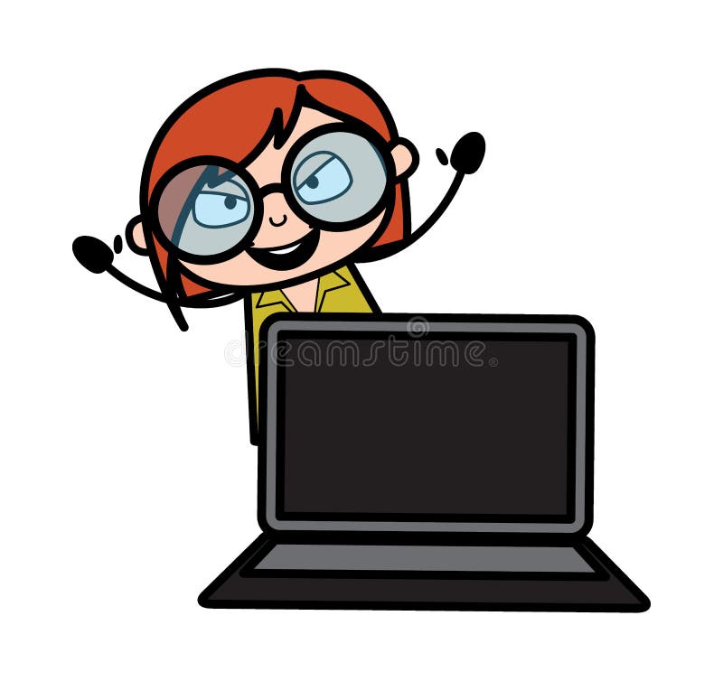 Cartoon Teacher with Laptop Stock Illustration - Illustration of ...