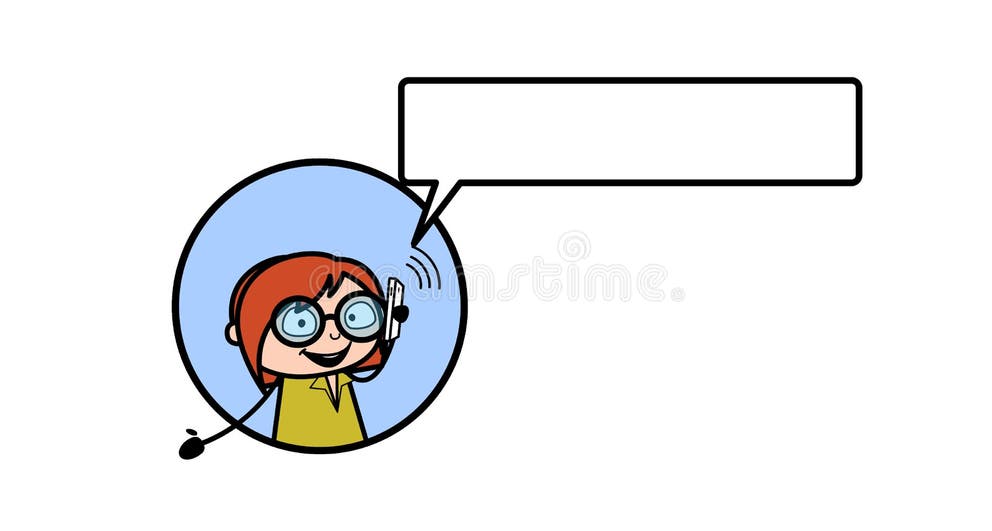 Cartoon Teacher on Phone stock illustration. Illustration of female ...