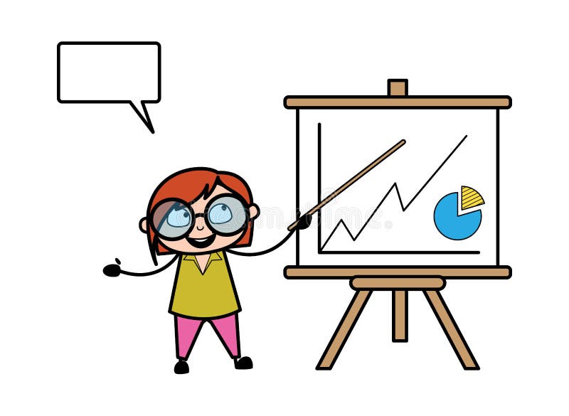 Cartoon Teacher with Presentation Baord Stock Illustration ...