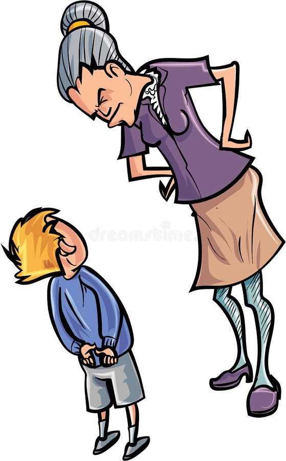Cartoon Teacher Scolding a Child Stock Illustration - Illustration of ...