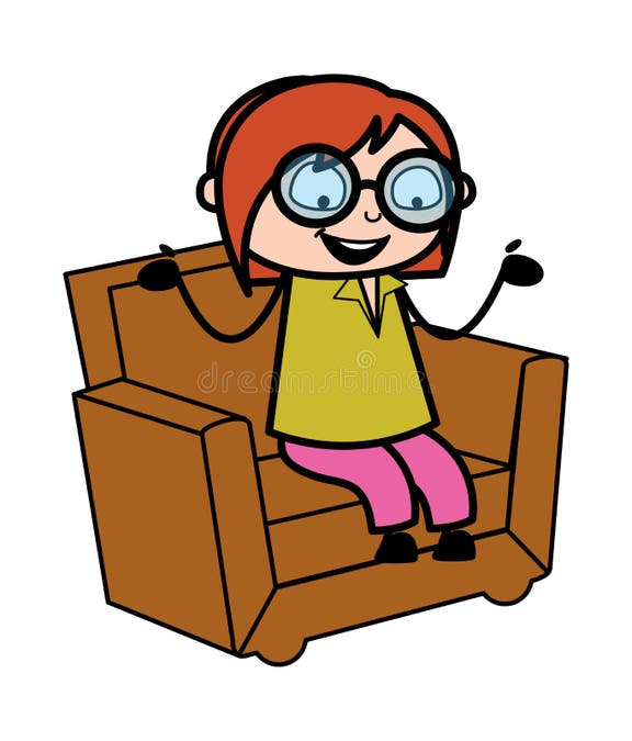 Cartoon Teacher Talking on Sofa Stock Illustration - Illustration of ...