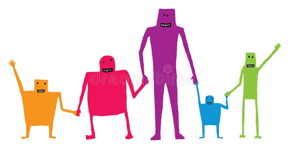 Cartoon Teamwork Holding Hands Happy Cooperation Stock Illustrations ...