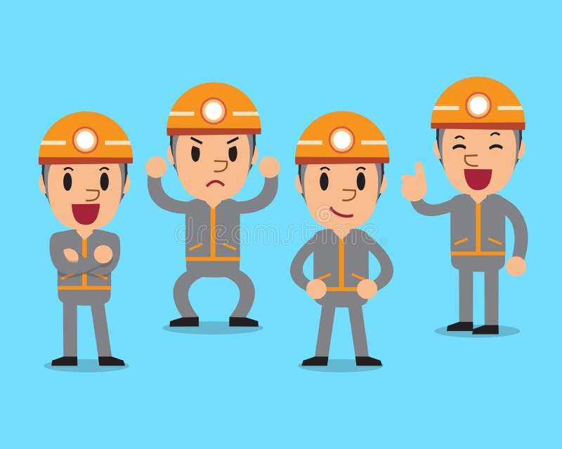 Cartoon Technician Character Poses Stock Vector - Illustration of style ...