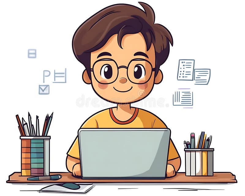Cartoon it Technician with a Laptop, Analytical Stock Illustration ...