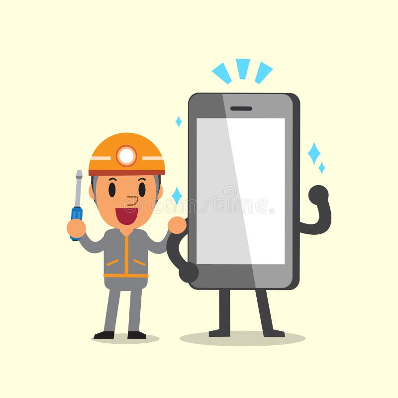Cartoon a Technician and Smartphone Character Stock Vector ...
