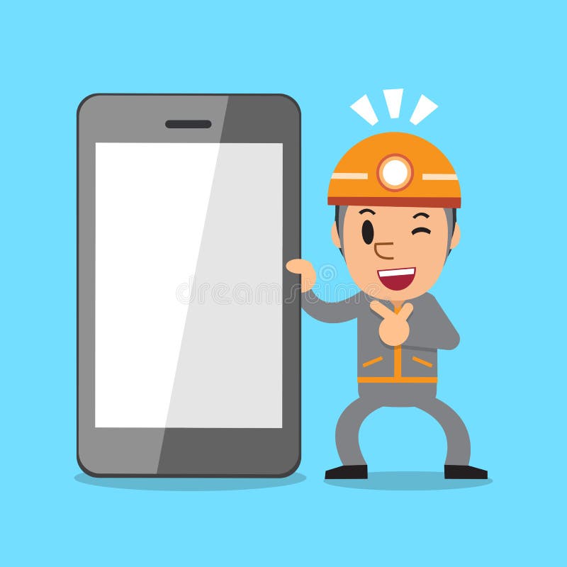 Cartoon Technician and Smartphone Stock Vector - Illustration of ...