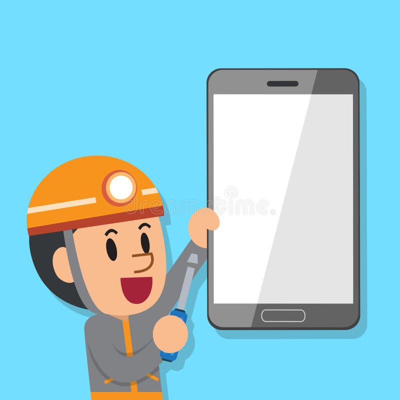 Cartoon Technician and Smartphone Stock Vector - Illustration of phone ...