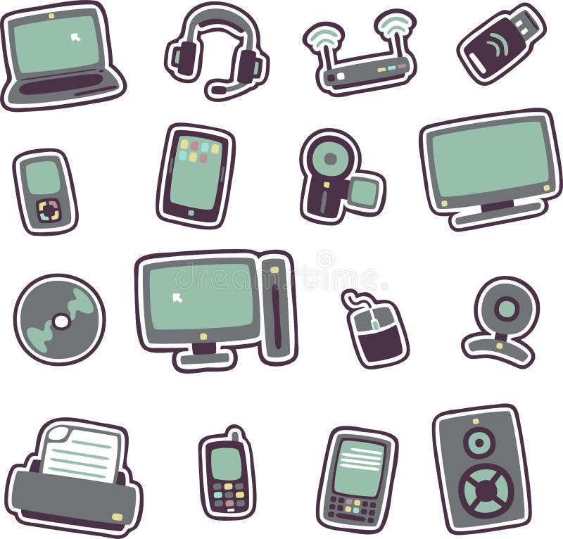 Cartoon technology icons 1 stock vector. Illustration of digital - 24071307