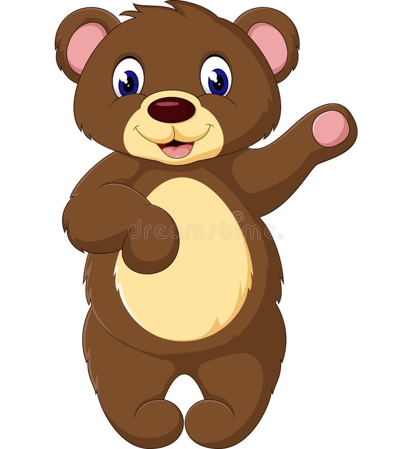 Cartoon Teddy Bear Waving Hand Stock Vector - Illustration of cute ...
