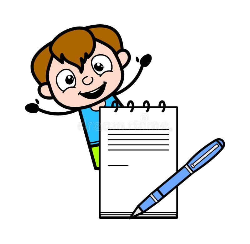 Cartoon Teen Boy with Diary and Pen Stock Illustration - Illustration ...