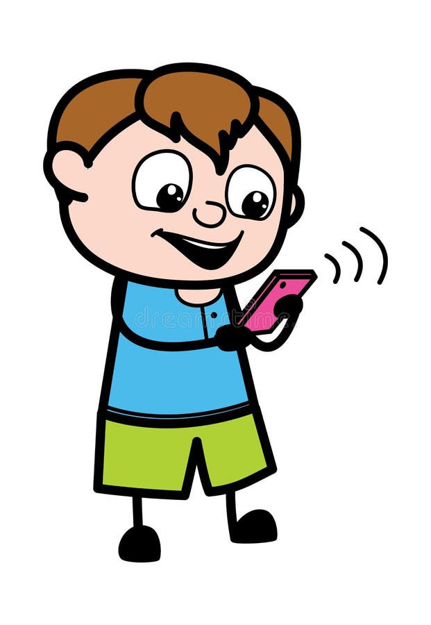 Cartoon Teen Boy Watching Smartphone Stock Illustration - Illustration ...