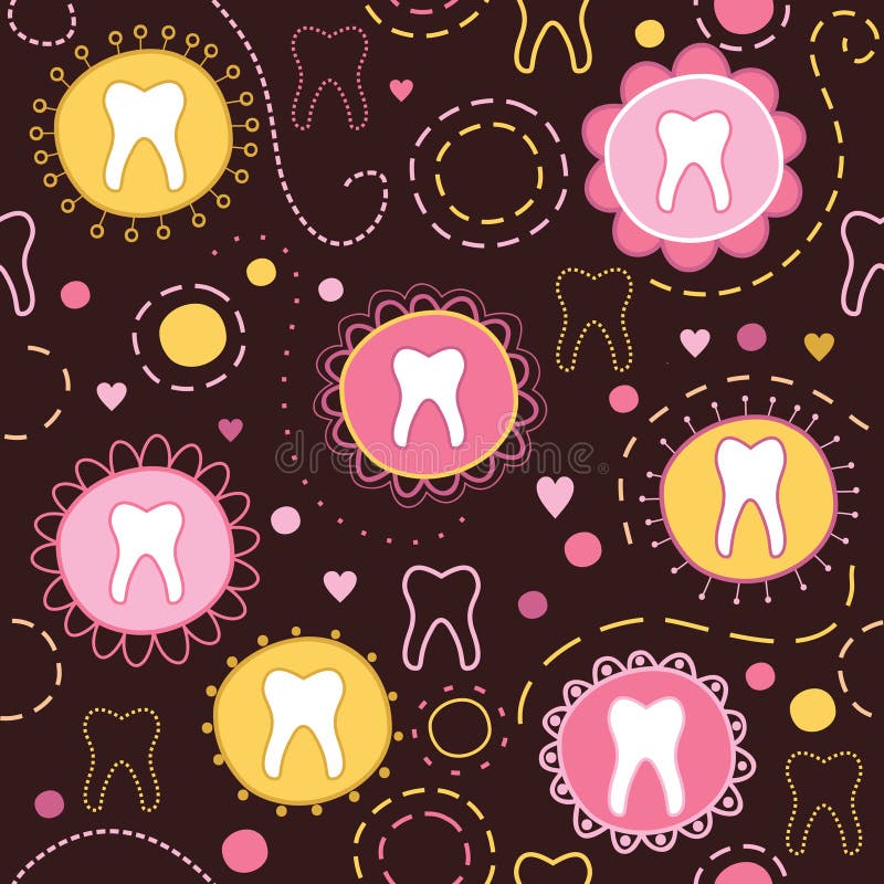 Cheerful Seamless Texture with Cartoon Teeth Stock Vector ...