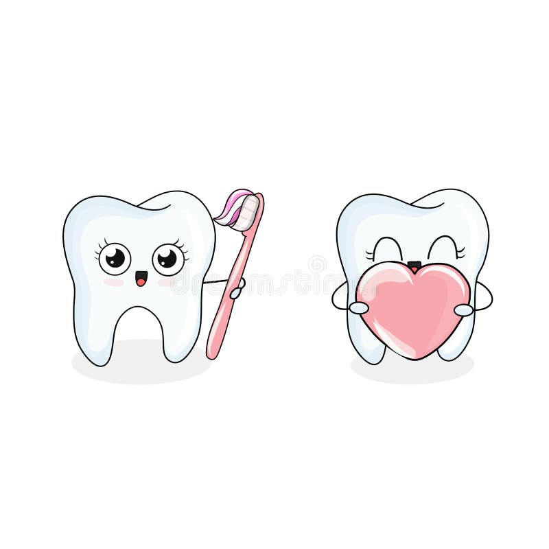 Cartoon teeth set stock vector. Illustration of doctor - 215935745