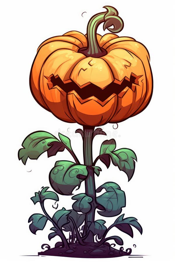 Cartoon of a Terrifying Flower. Halloween Illustration. Stock ...