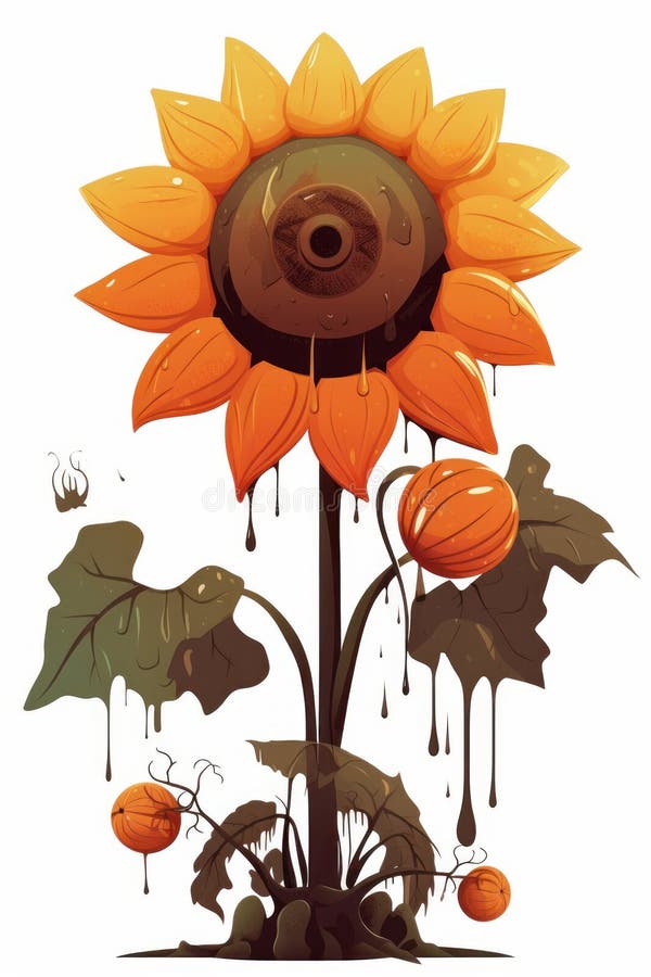 Cartoon of a Terrifying Flower. Halloween Illustration. Stock ...