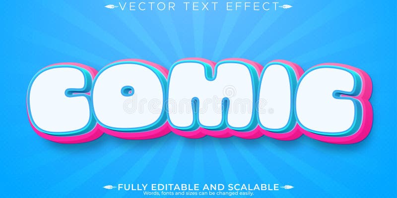Cartoon Text Effect, Editable Comic and Child Text Style Stock Vector ...