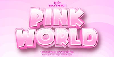 Cartoon Text Effect, Editable Pink World Text and Comic Text Style ...