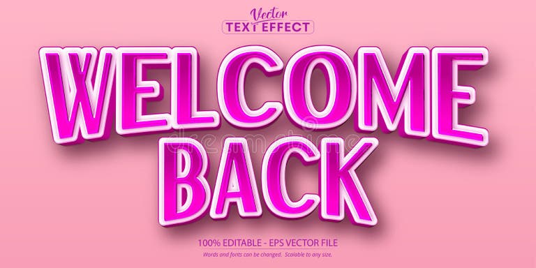 Cartoon Text Effect, Editable Welcome Back Banner Design Stock Vector ...