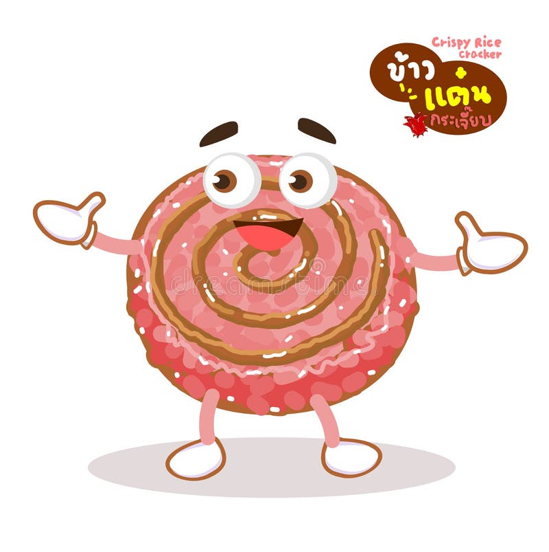 Cartoon Thai Snack Crispy Rice Cracker Stock Vector - Illustration of ...
