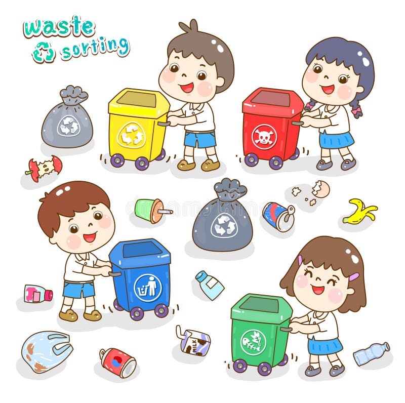 Waste sorting stock illustration. Illustration of child - 286619461