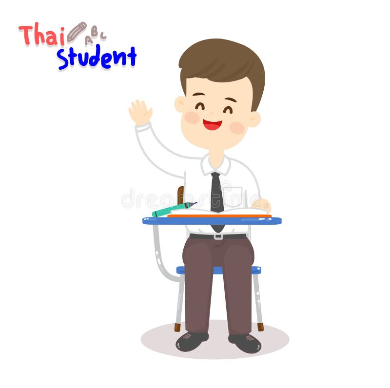 Cartoon Thai Students Character Vector. Stock Vector - Illustration of ...