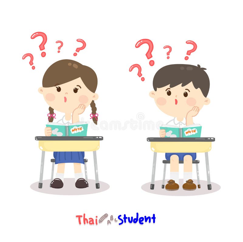 Cartoon Thai Students Character Vector. Stock Vector - Illustration of ...