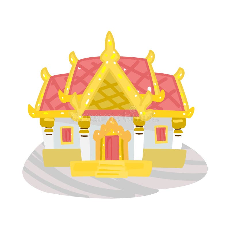 Cartoon Thai Temple Vector on Background. Stock Vector - Illustration ...