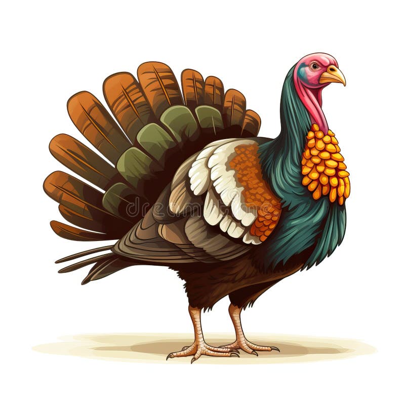Cartoon Thanksgiving Turkey Isolated on White Background High Quality ...