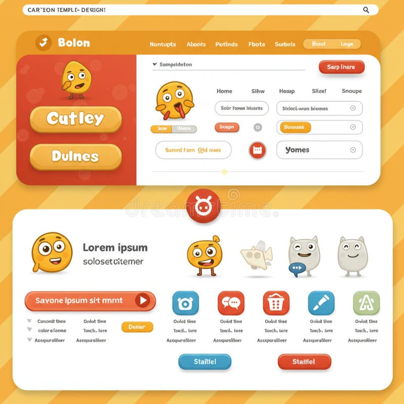 Cartoon-themed User Interface Design Featuring Playful, Rounded ...