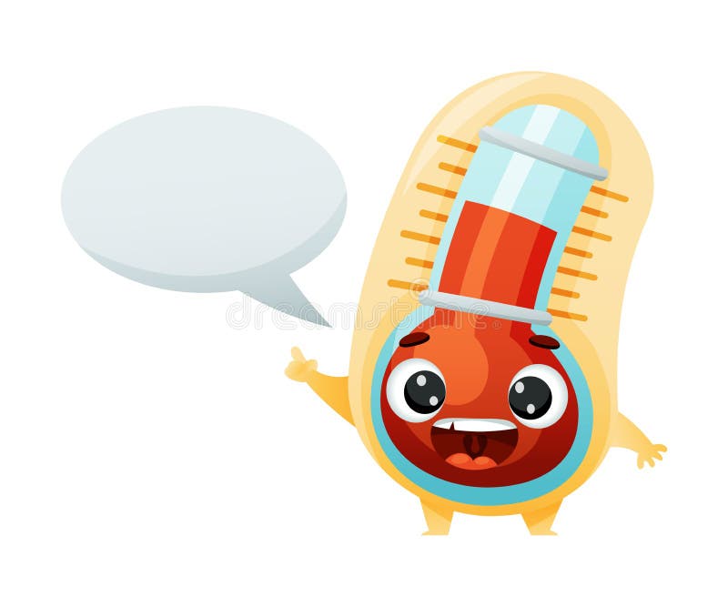 Cartoon Thermometer Character with Speech Bubble Talking Vector ...