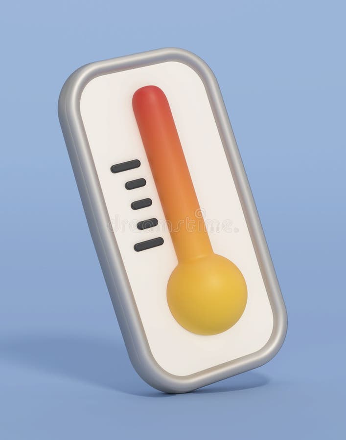 Cartoon Thermometer Isolated on Blue Background. 3D Illustration Stock ...