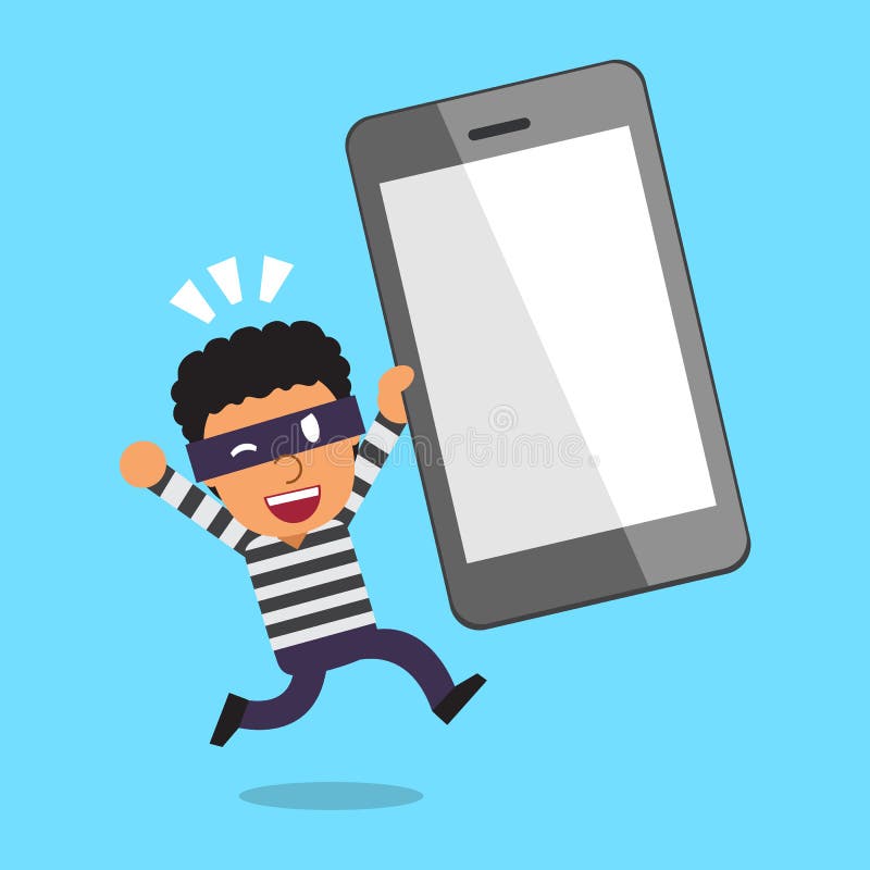 Cartoon Thief Stealing Money Idea from Smartphone Stock Vector ...