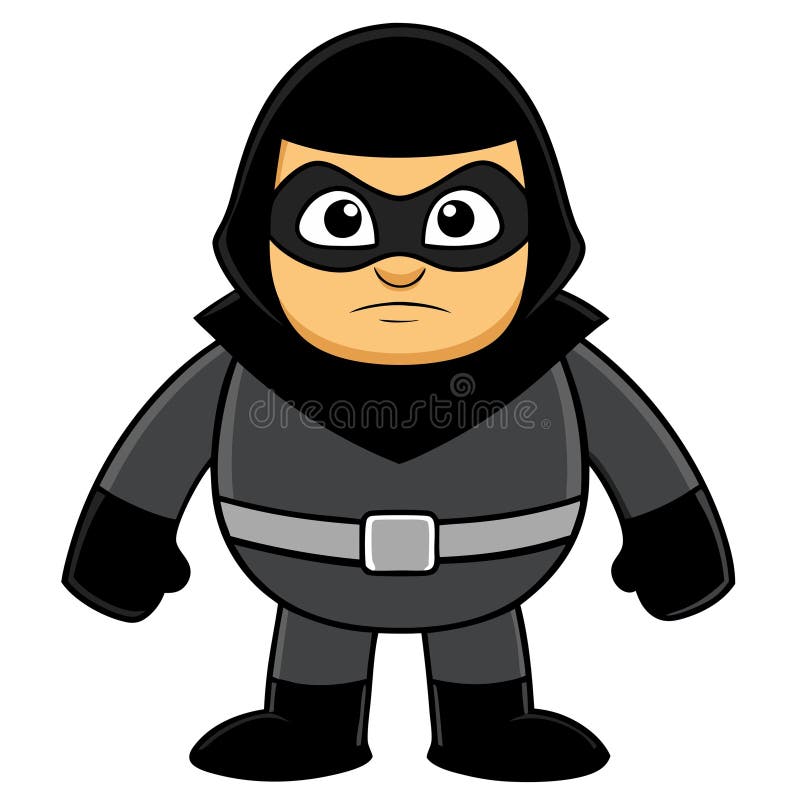Cartoon Thief Character in Black Outfit for Comic Illustration and ...
