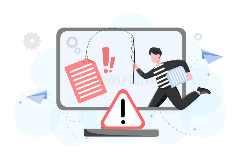 Hacker Stealing Data from Computer Screen. Vector Illustration Stock ...