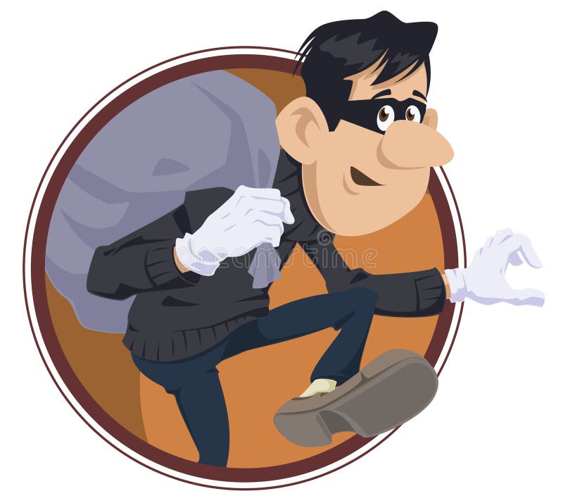 Cartoon Thief in Mask with Sack. Funny People Stock Vector ...