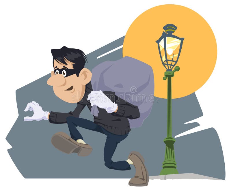 Cartoon Thief in Mask with Sack. Funny People Stock Vector ...